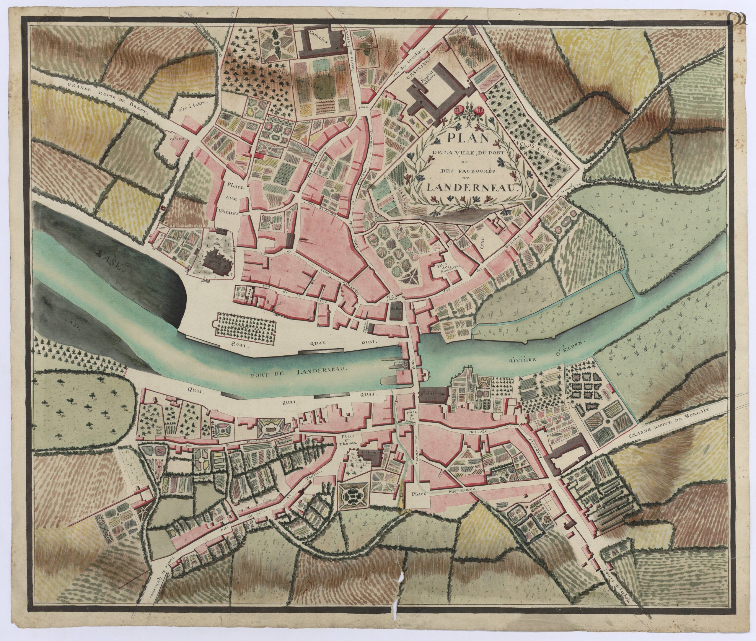 Ancien plan de Landerneau - Bretagne et Cyclisme